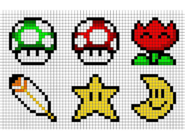 Mario Pixel Art : 30 desenhos para imprimir